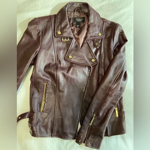 Victoria's Secret | Jackets & Coats | Victorias Secret Burgundy Leather ...